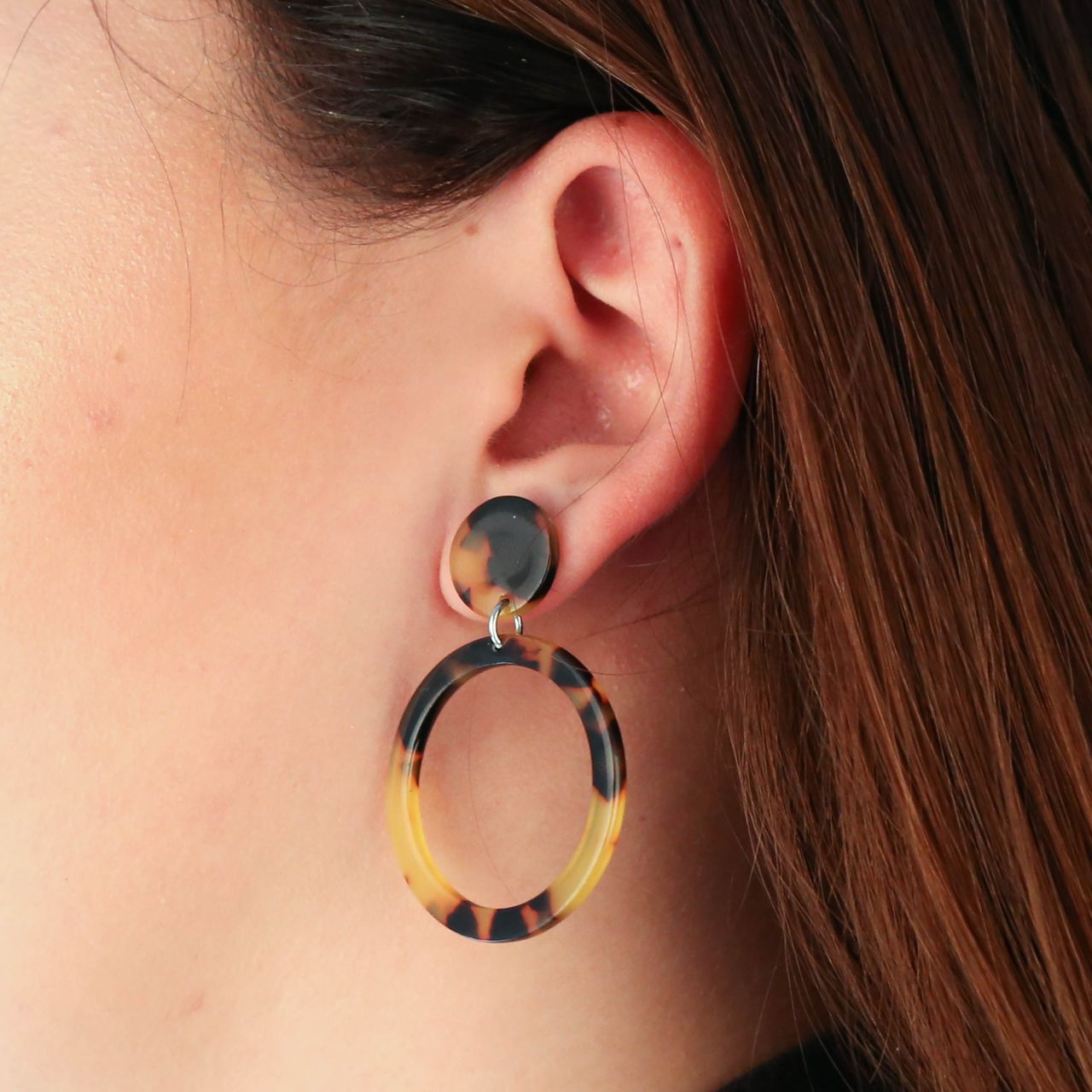 Byoux oorbellen rond bruin | Lucardi-NL