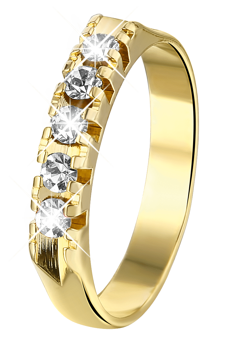 Goldplated ring met kristal voor dames | Lucardi-NL