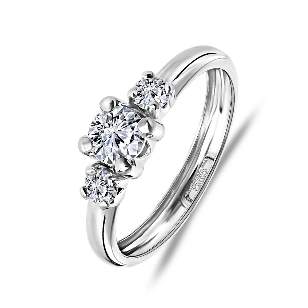 Ring, 585 Weißgold, mit 3 Zirkoniasteinen | Lucardi-DE