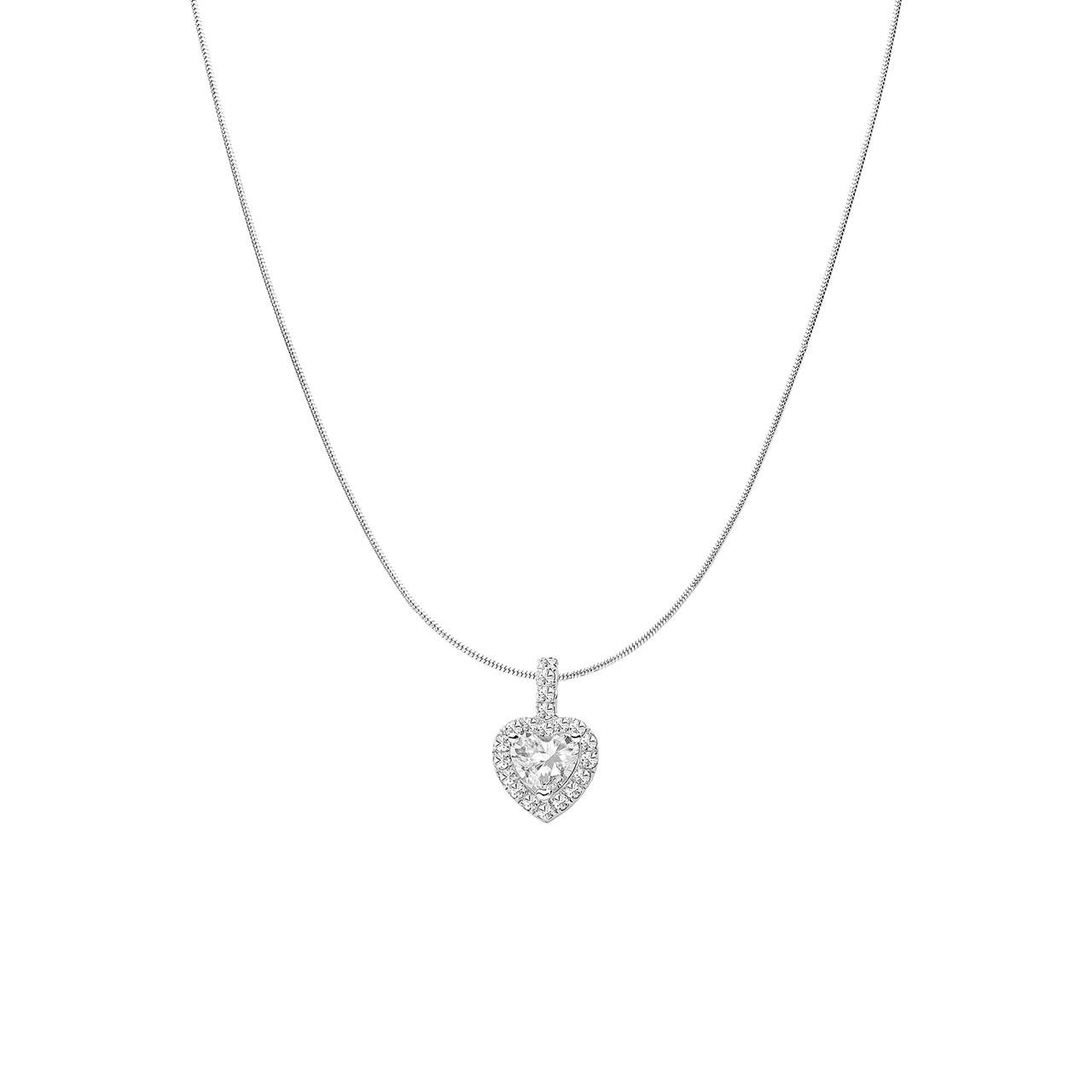 Halskette aus 925er Silber mit Anhänger, Herz, Zirkonia | Lucardi-DE