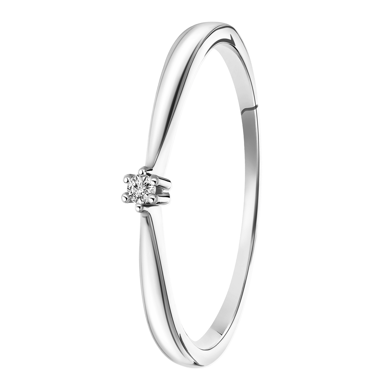 Weißgoldener Solitärring mit Diamant (0,02ct). | Lucardi-DE