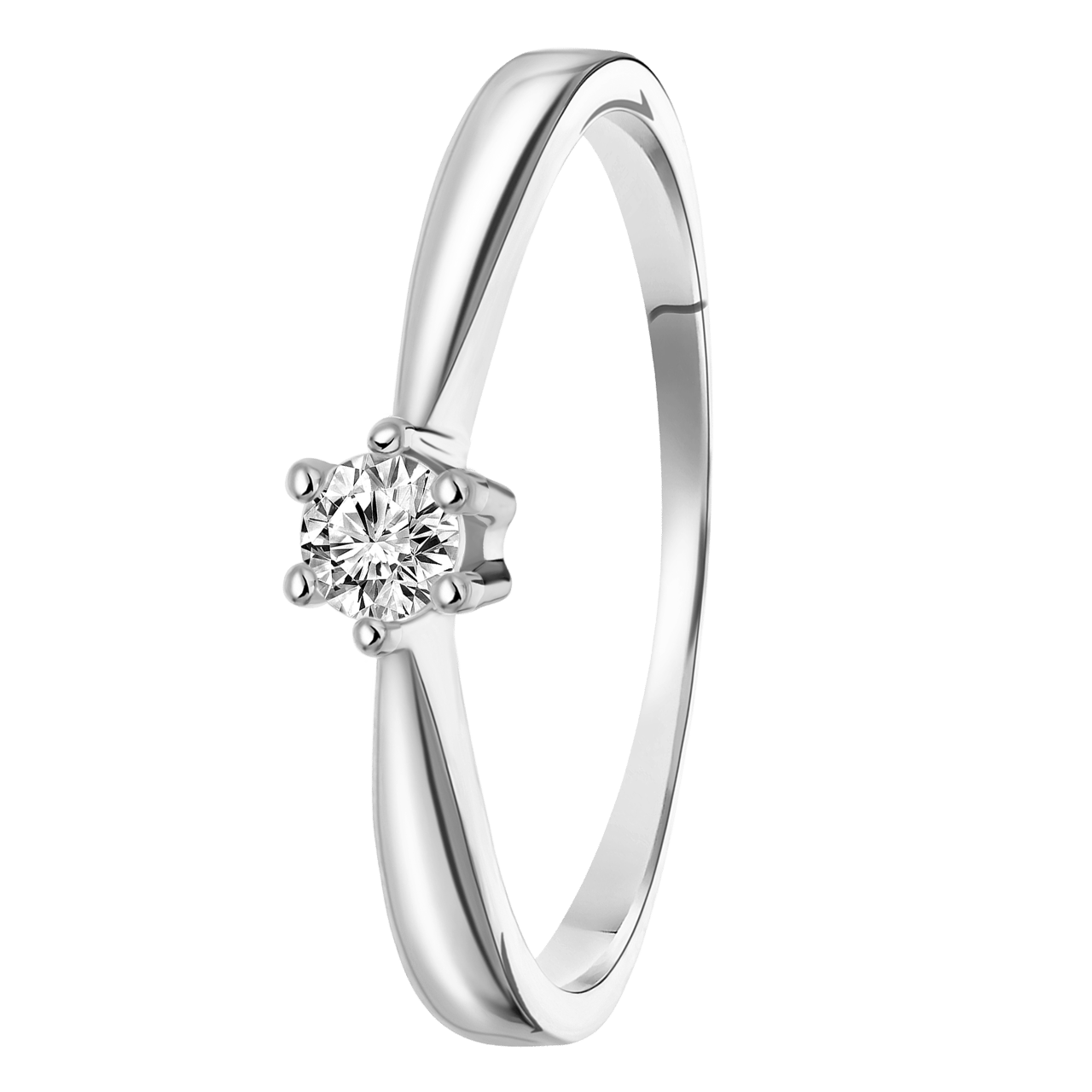 Weißgoldener Solitärring mit Diamant (0.20 ct). | Lucardi-DE