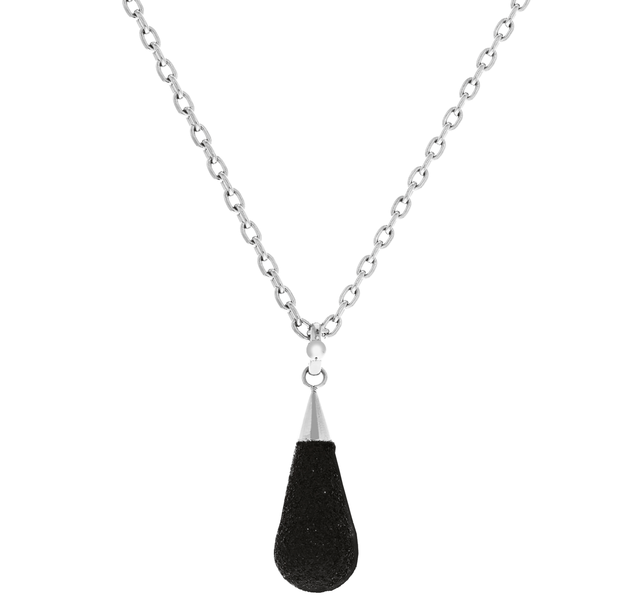 Halskette aus Edelstahl mit Anhänger Schwarz Mineralpulver | Lucardi-DE