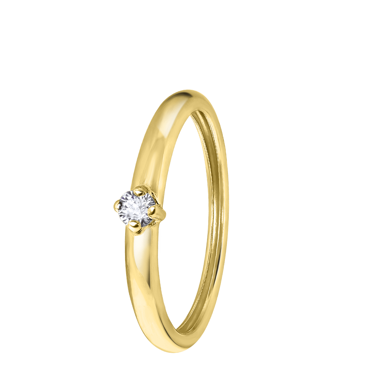 Solitär-Ring, 585 Gelbgold, mit Zirkonia | Lucardi-DE