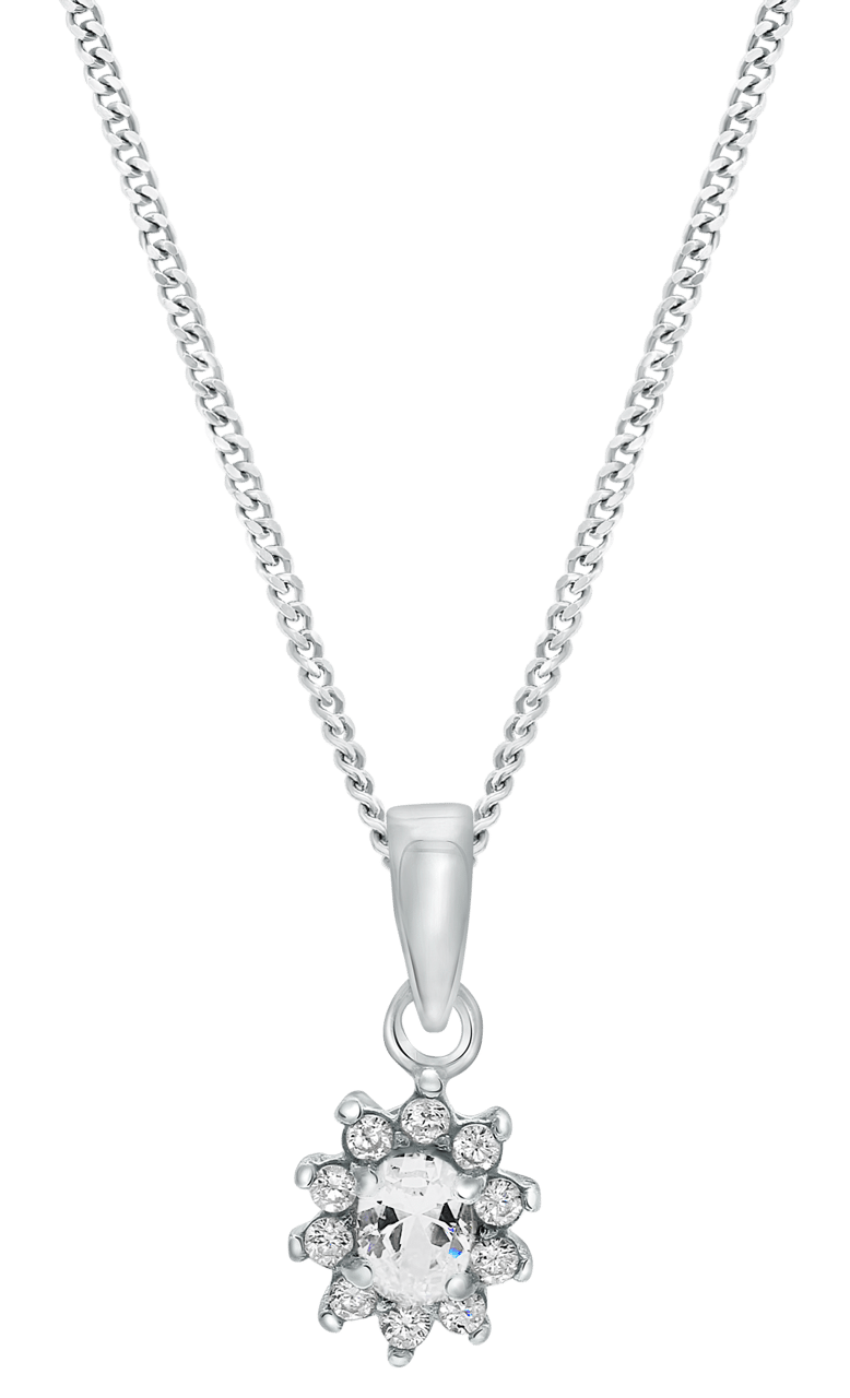 Halskette aus 925er Silber mit Entourage-Anhänger, Weiß | Lucardi-DE