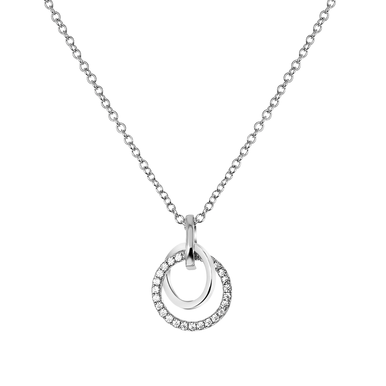 Kette aus 925 Silber mit Scheiben-Anhänger mit Zirkonia | Lucardi-DE