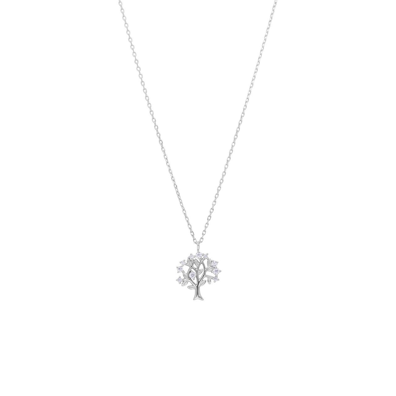 925 Silberkette mit Anhänger Lebensbaum mit Zirkonia | Lucardi-DE