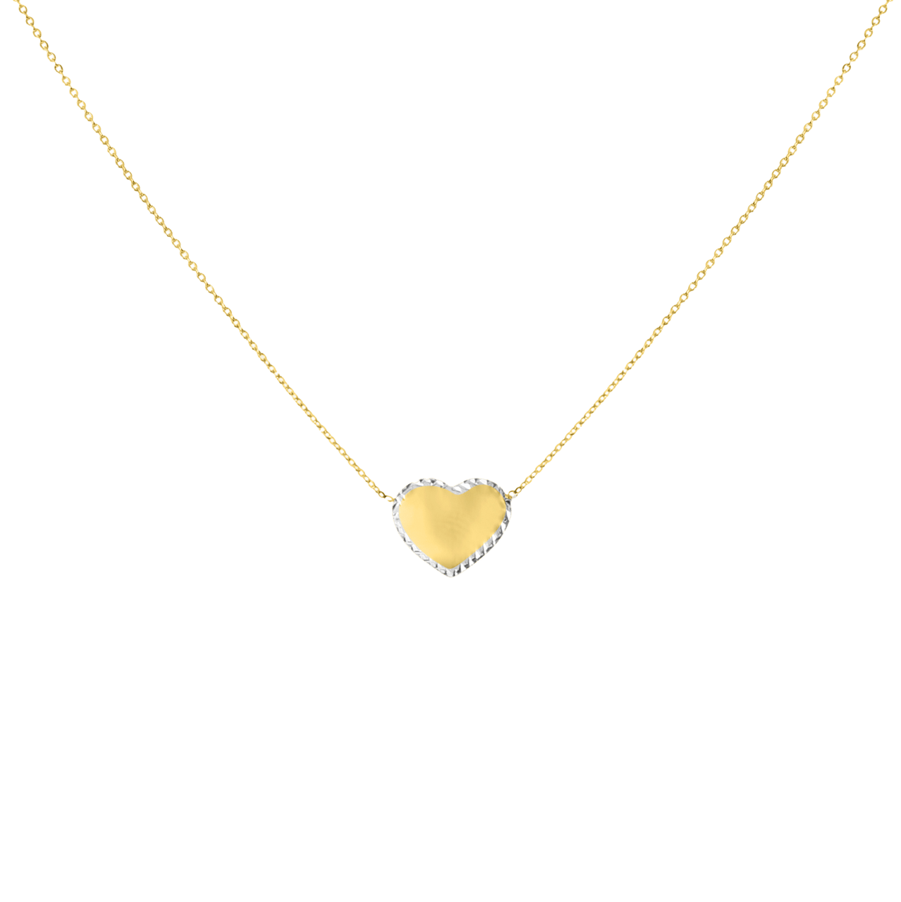Bicolor-Halskette & Anhänger, 585 Gold, Herz | Lucardi-DE