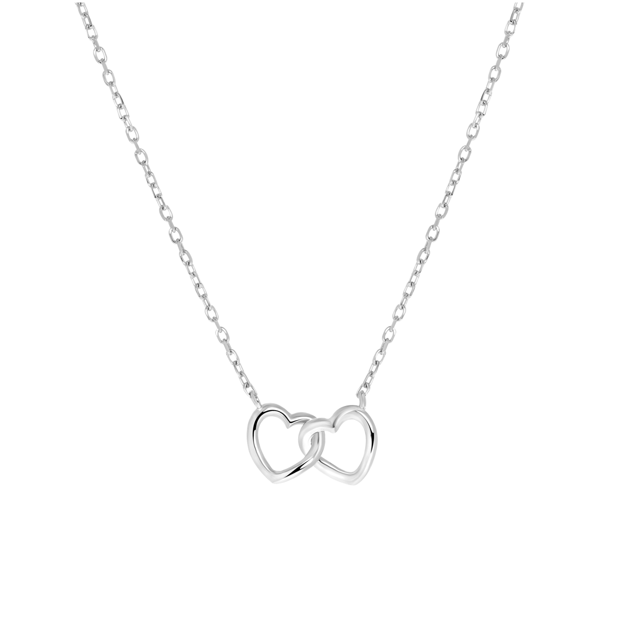 Silber 925 Kette & Anhänger, 2 Herzen | Lucardi-DE