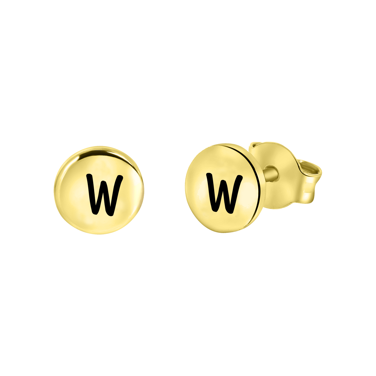 Silberohrringe, runder Anhänger, vergoldet, Alphabet | Lucardi-DE