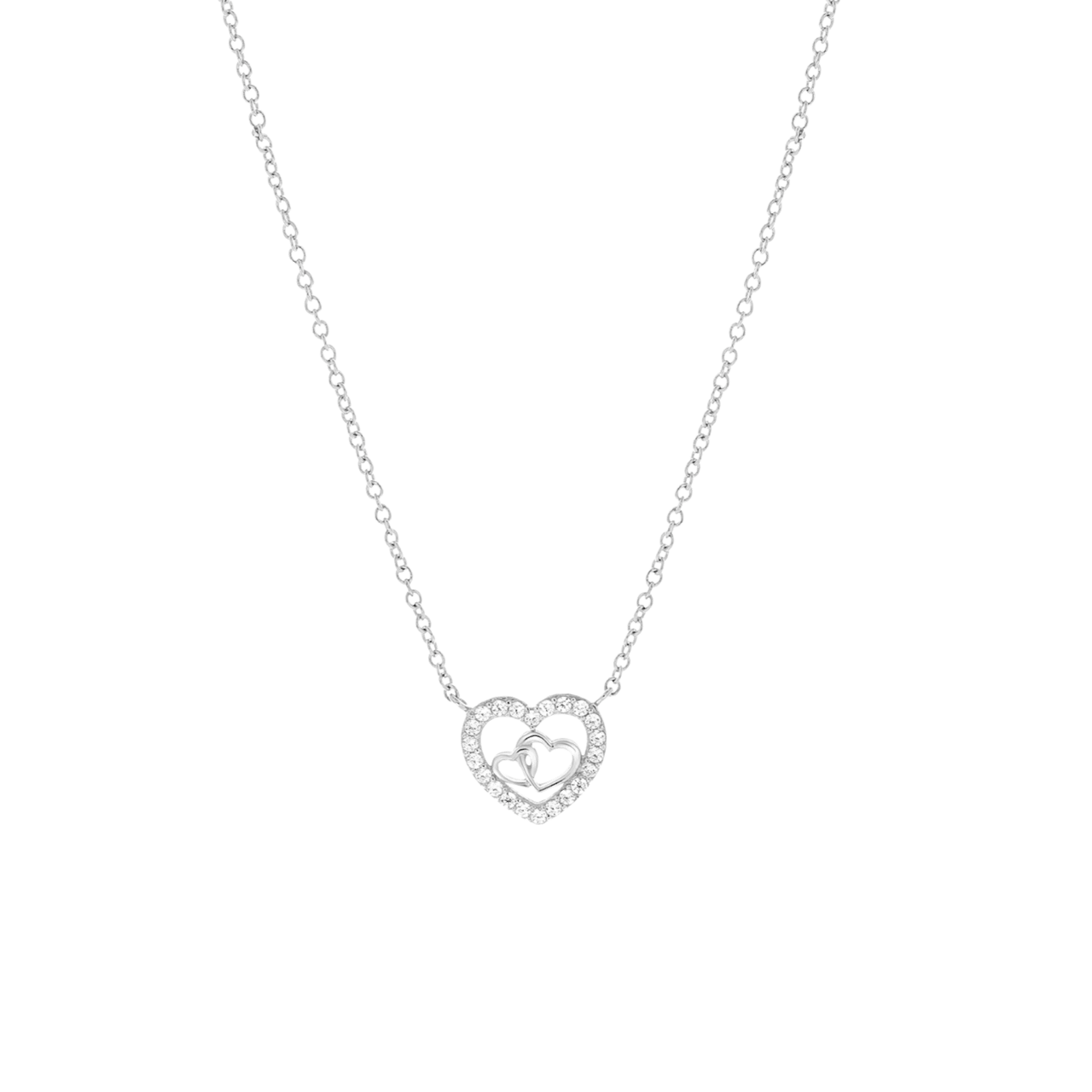 Halskette aus 925er Silber mit Anhänger, Herz, Zirkonia | Lucardi-DE