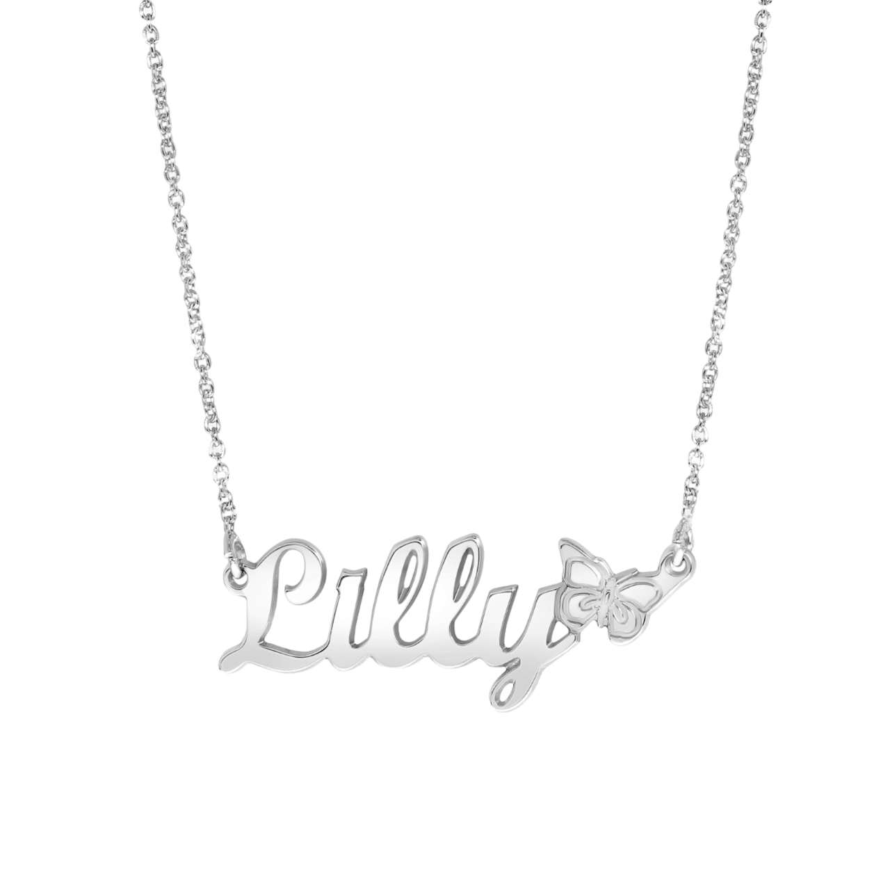 Namenskette für Kinder, 925 Silber, Schmetterling | Lucardi-DE