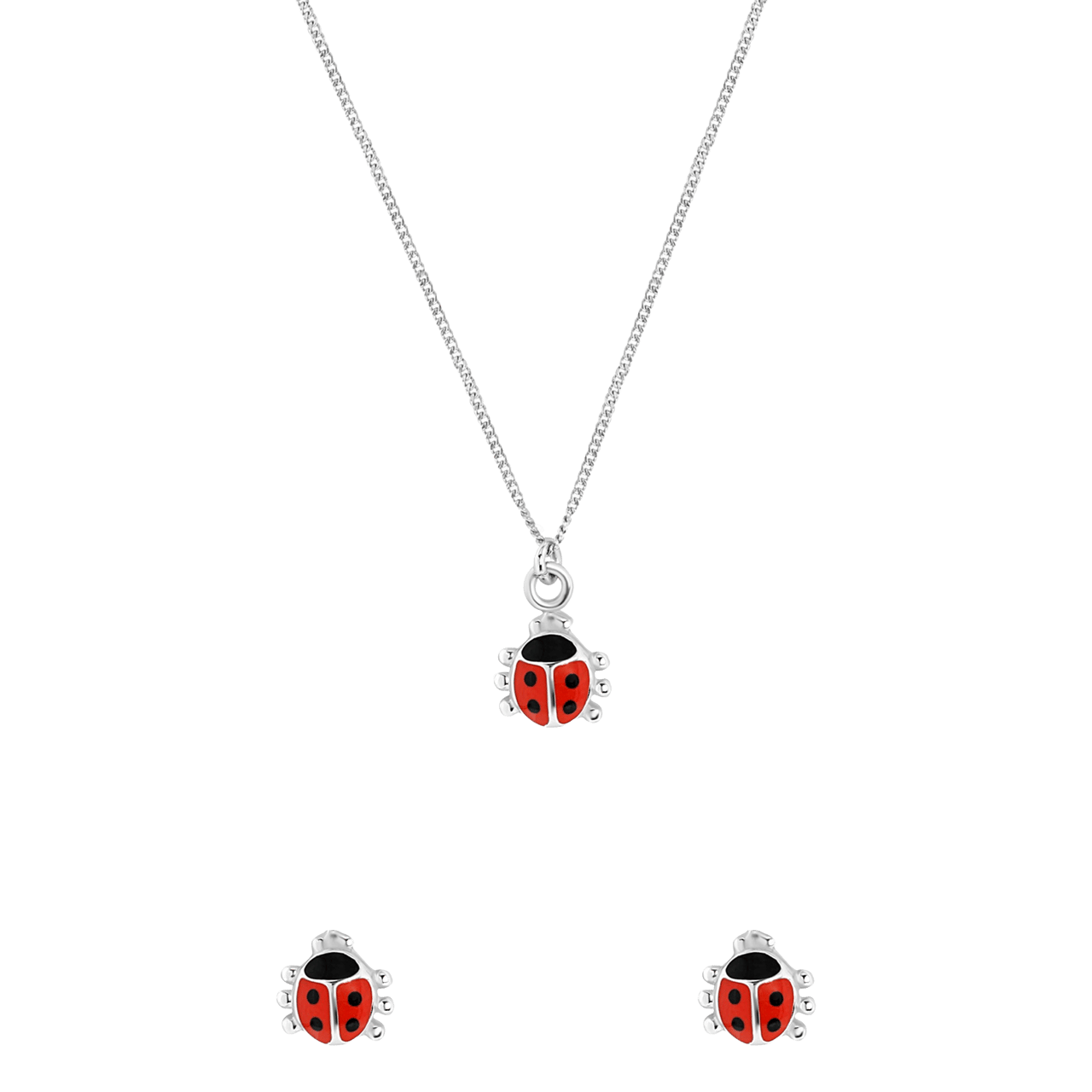 Kinder-Schmuckset, 925 Silber, roter Marienkäfer | Lucardi-DE