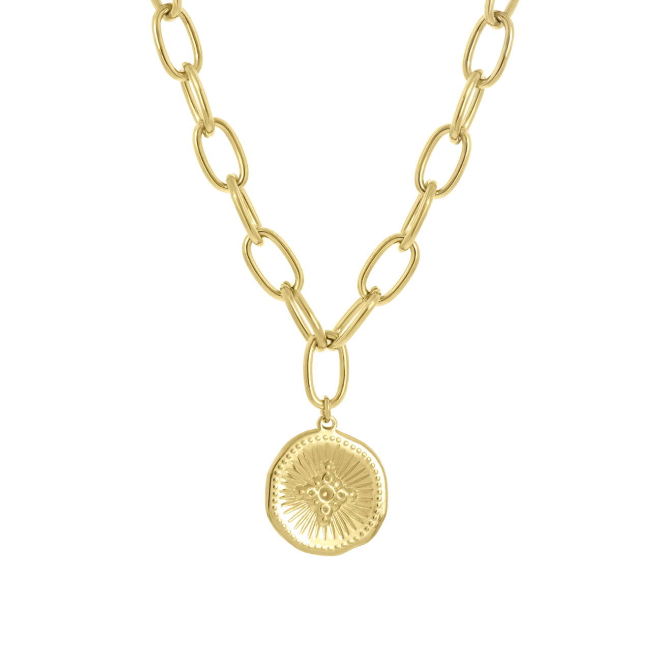 Halskette, Edelstahl, vergoldet (585 Gold), mit Anhänger | Lucardi-DE