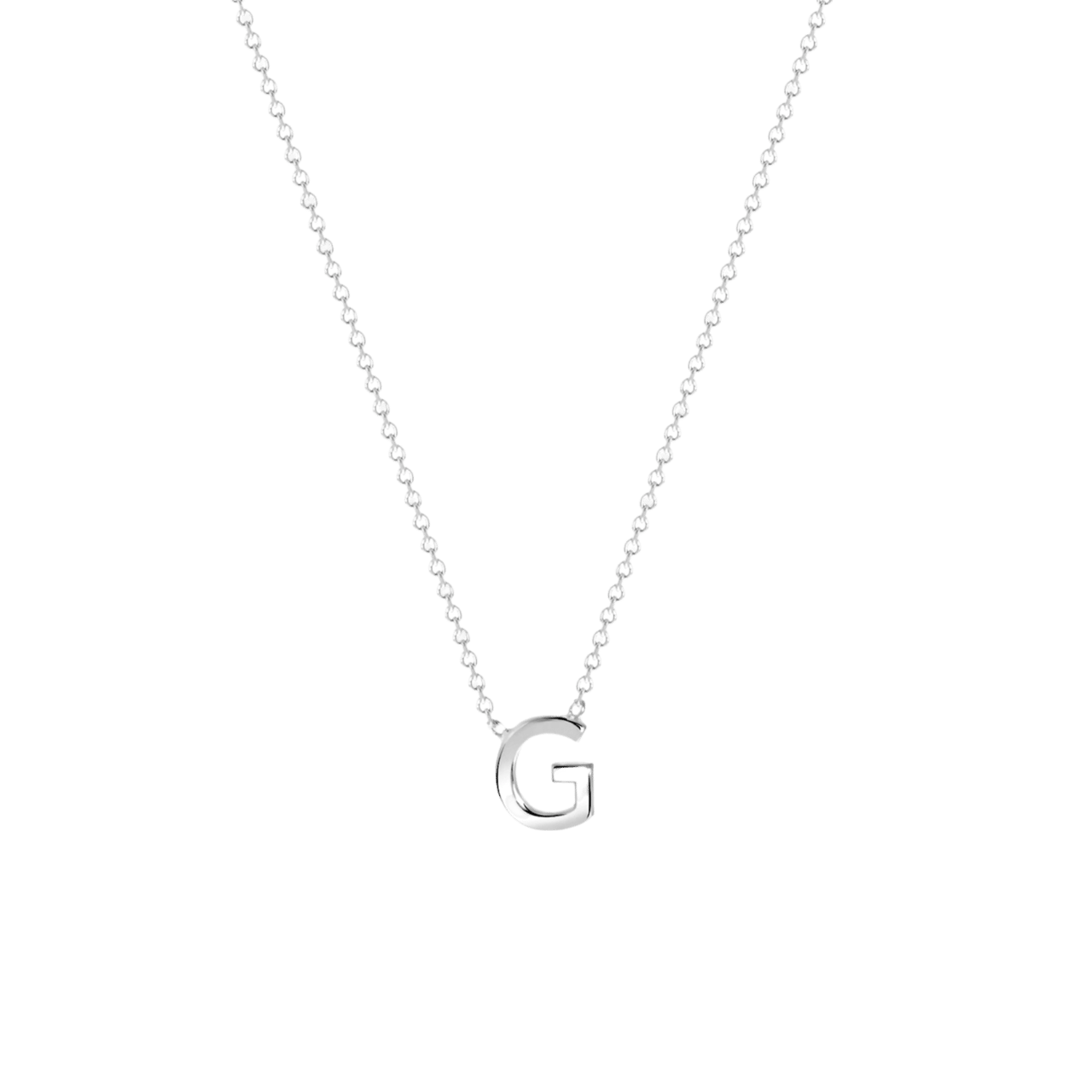 Halskette, 375 Weiẞ Gold, mit Buchstabenanhänger | Lucardi-DE