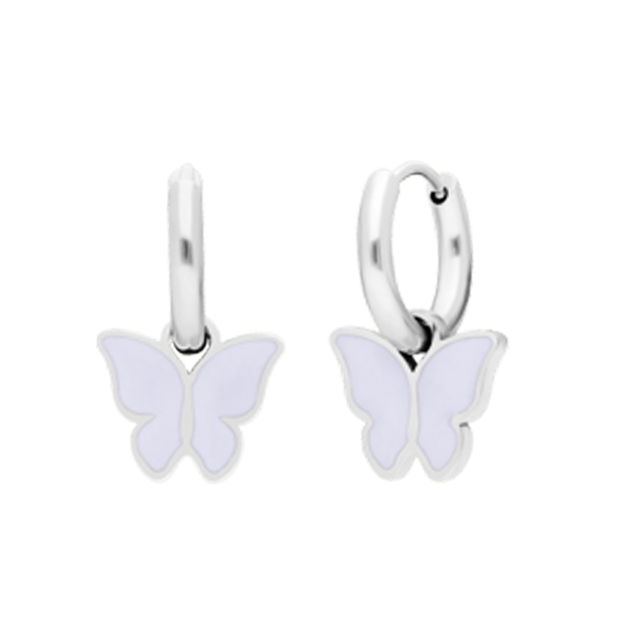 Edelstahlohrringe mit weißem Schmetterling | Lucardi-DE
