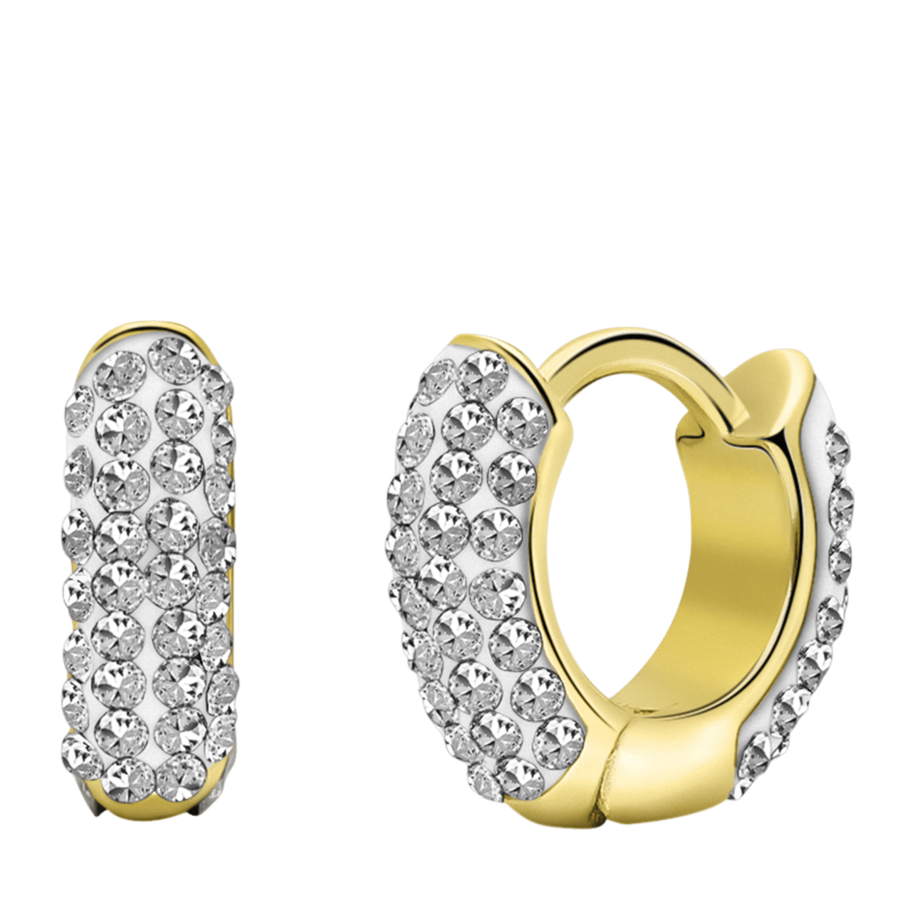 Zilveren goldplated oorringen zirkonia | Lucardi-BE