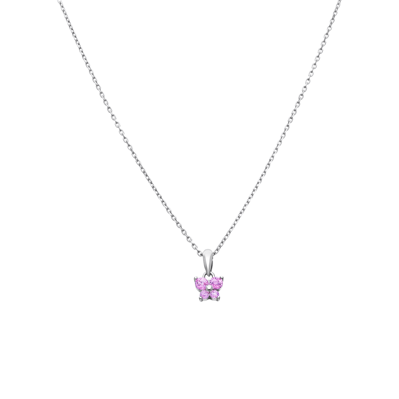 Silberne Kinder-Halskette mit Anhänger Schmetterling Zirkonia | Lucardi-DE