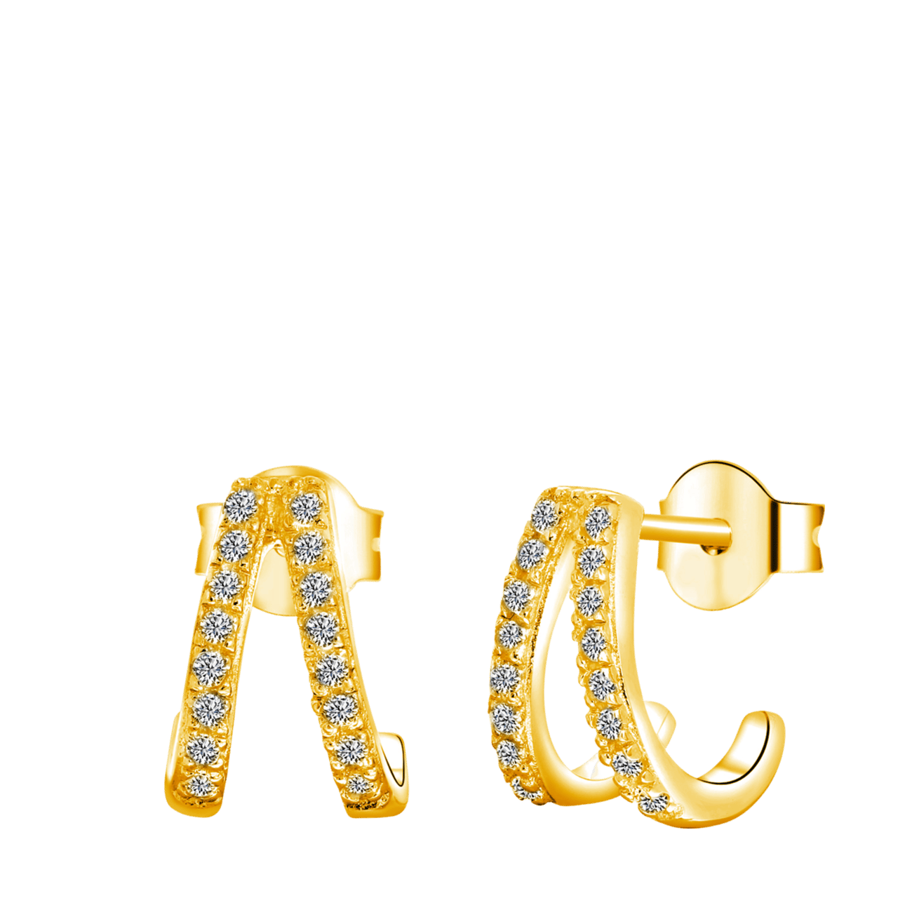 Zilveren goldplated oorknoppen met zirkonia voor dames | Lucardi-NL