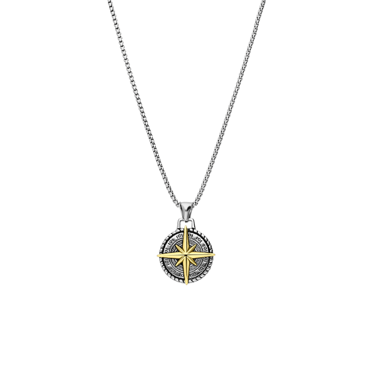 Halskette aus Edelstahl mit Anhänger, Kompass | Lucardi-DE
