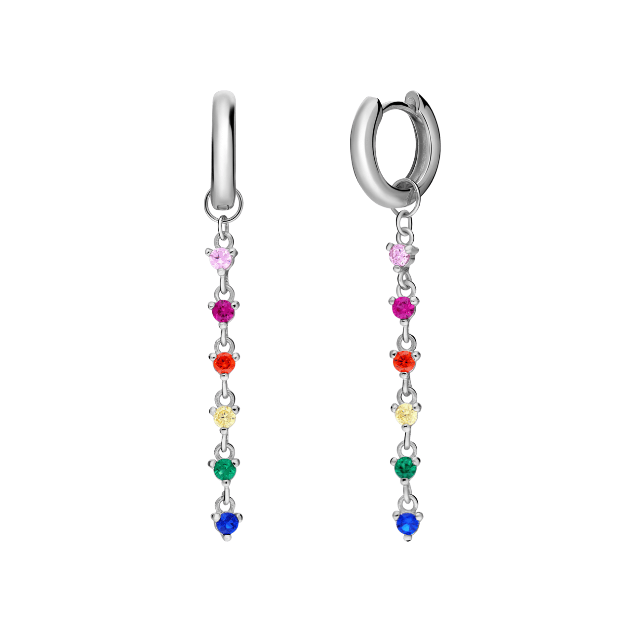 Zilveren oorringen met zirkonia multi | Lucardi-NL