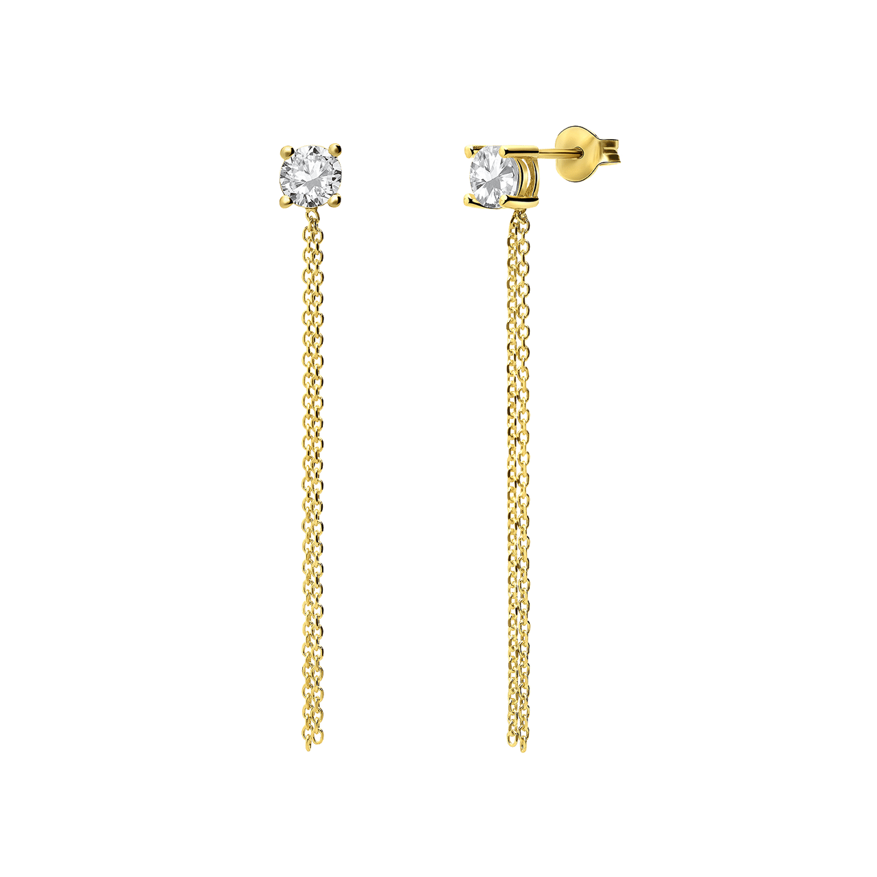 Zilveren goldplated oorknoppen met zirkonia voor dames | Lucardi-NL