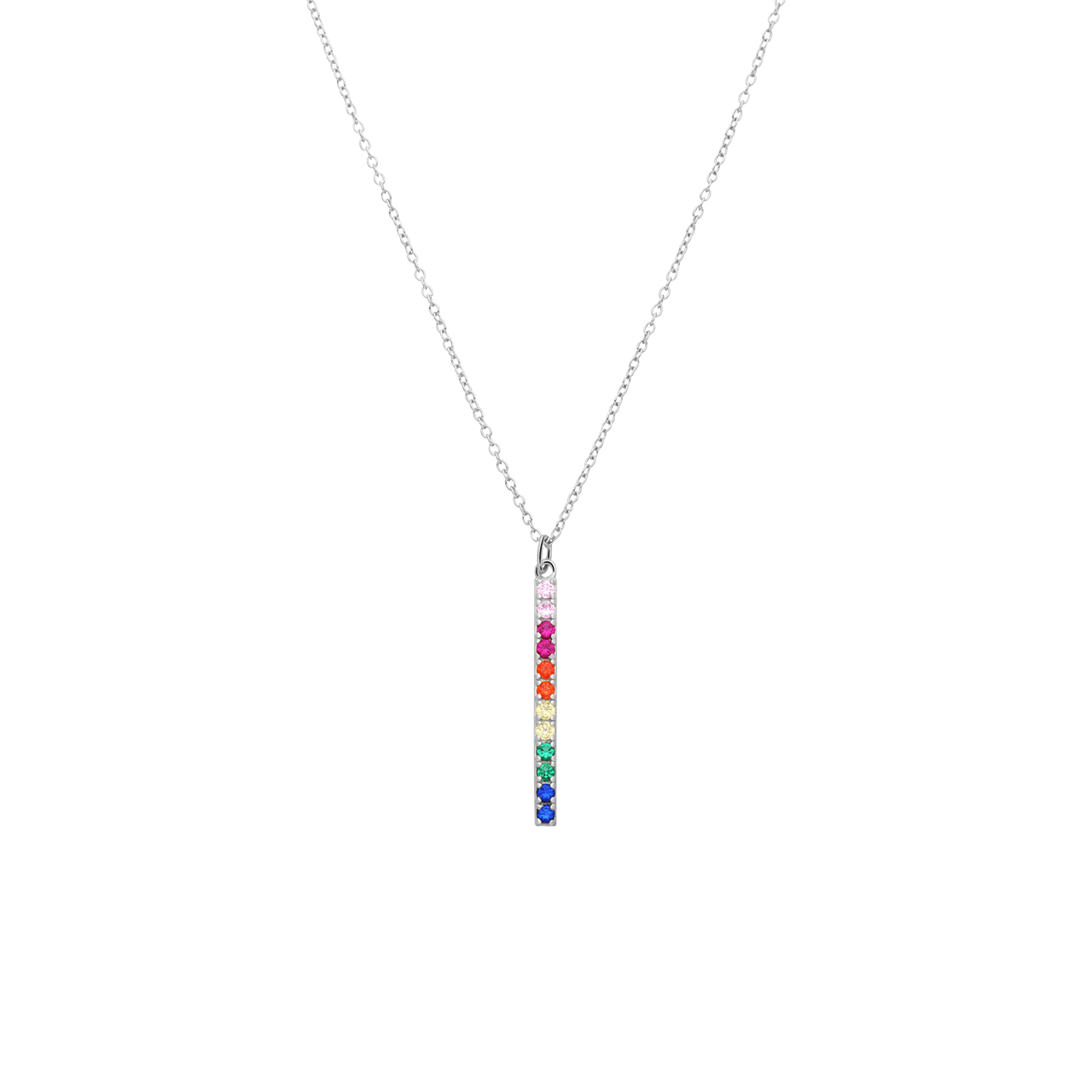 Halskette aus 925er Silber mit Zirkoniasteinen in mehreren Farben besetztem Anhänger | Lucardi-DE