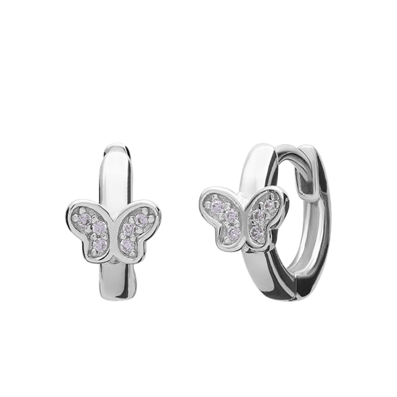 Ohrringe für Kinder aus 925er Silber, Schmetterling, Zirkonia | Lucardi-DE