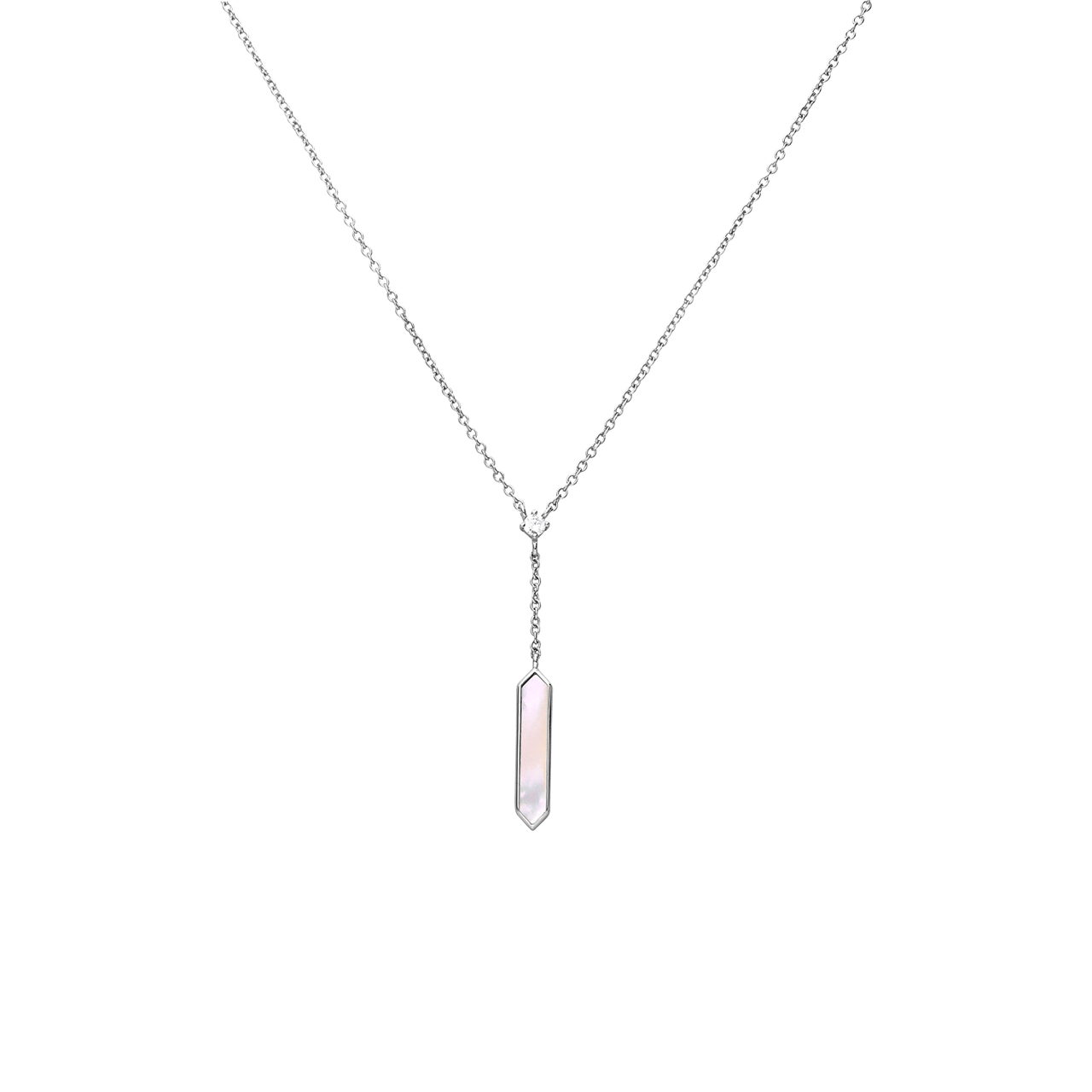 Halskette aus 925er Silber mit Perlmutt und Zirkoniasteinen besetztem Anhänger | Lucardi-DE