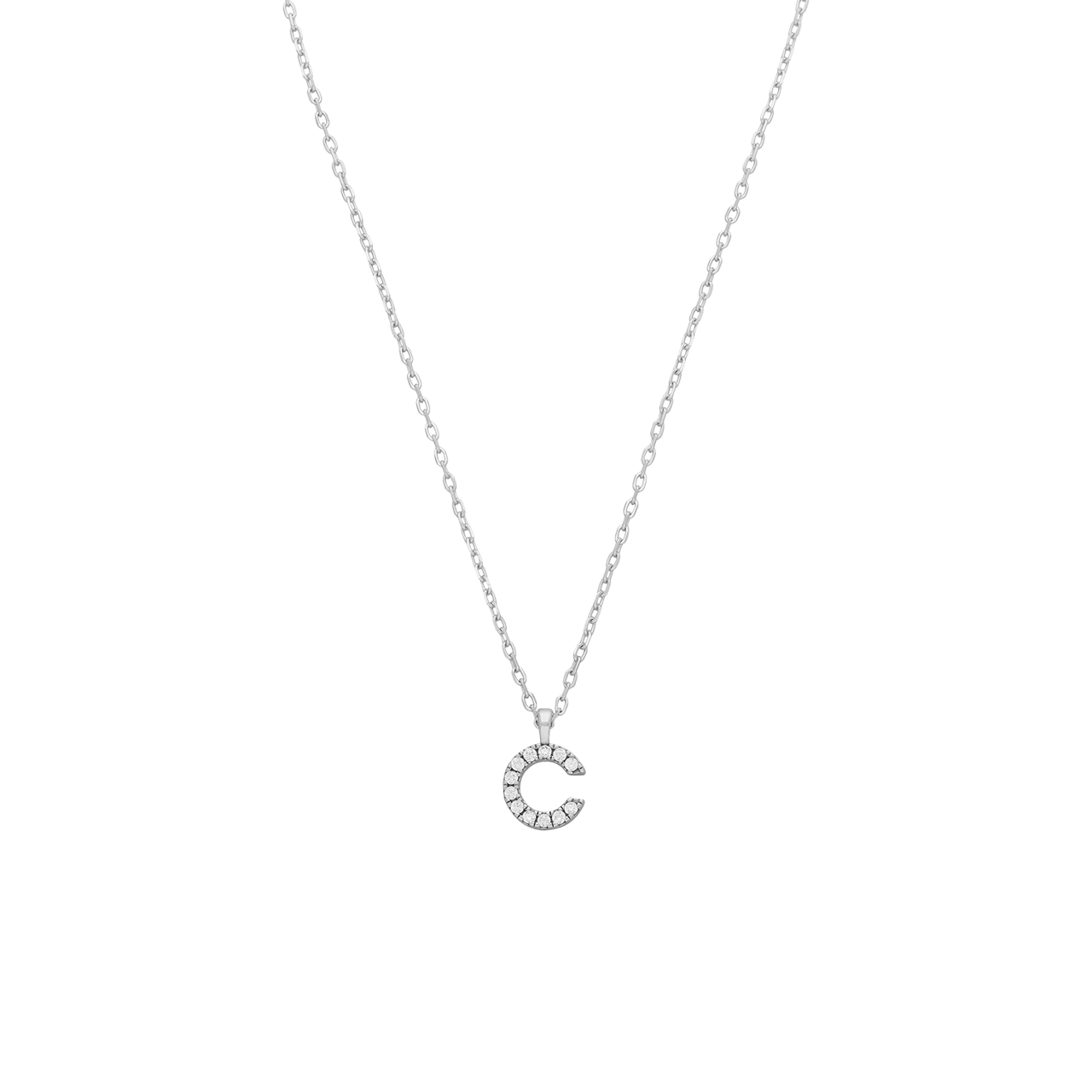 Zilveren ketting met hanger letter voor dames | Lucardi-BE