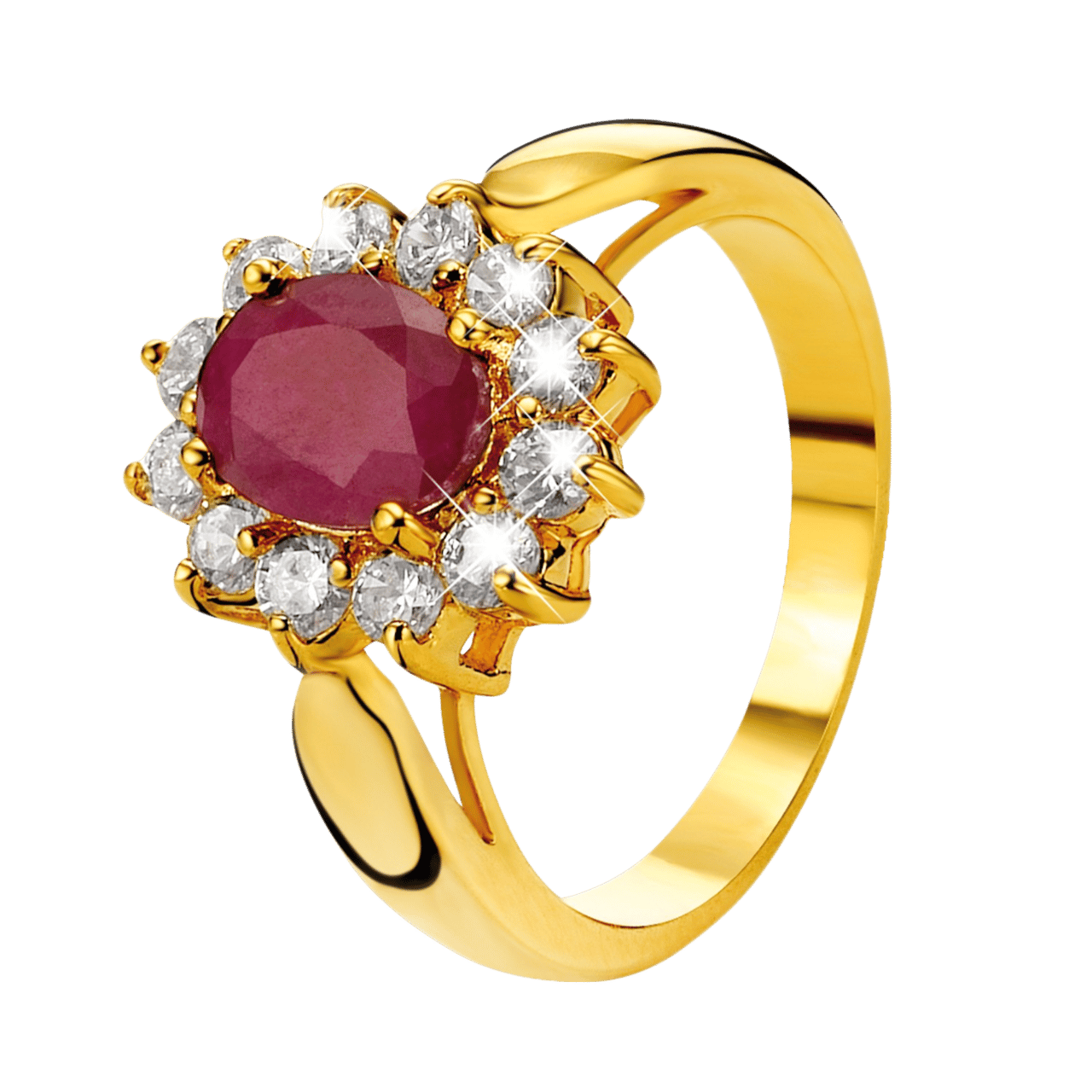 Eve gold plated ring met robijn & zirkonia | Lucardi-BE