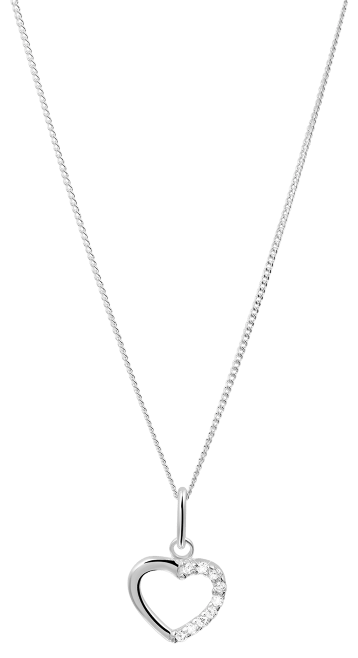 Halskette, 925 Silber, Herz, Zirkonia | Lucardi-DE