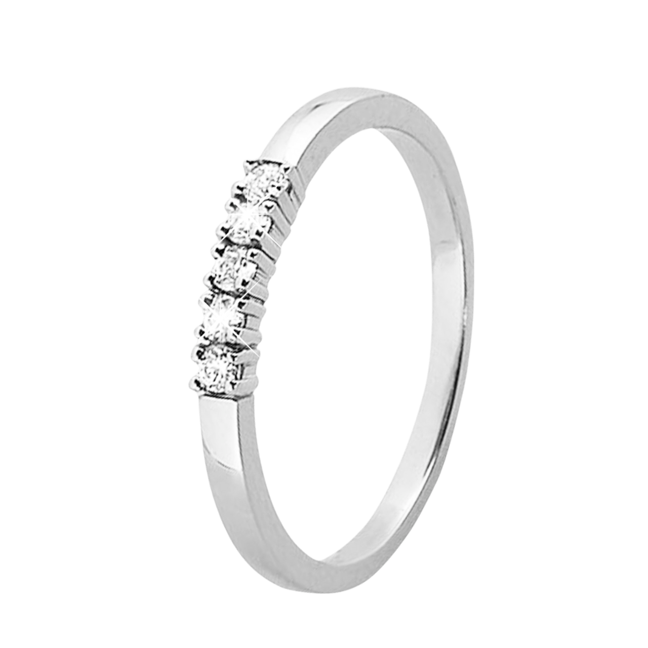 Reihenring, 585 Weißgold, mit 5 Diamanten 0,15 kt | Lucardi-DE