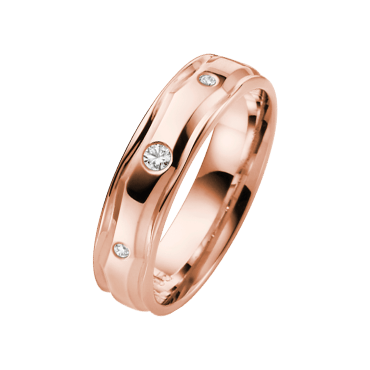 14K rose gouden trouwring dia Sunflower Dames H71R | Lucardi-NL