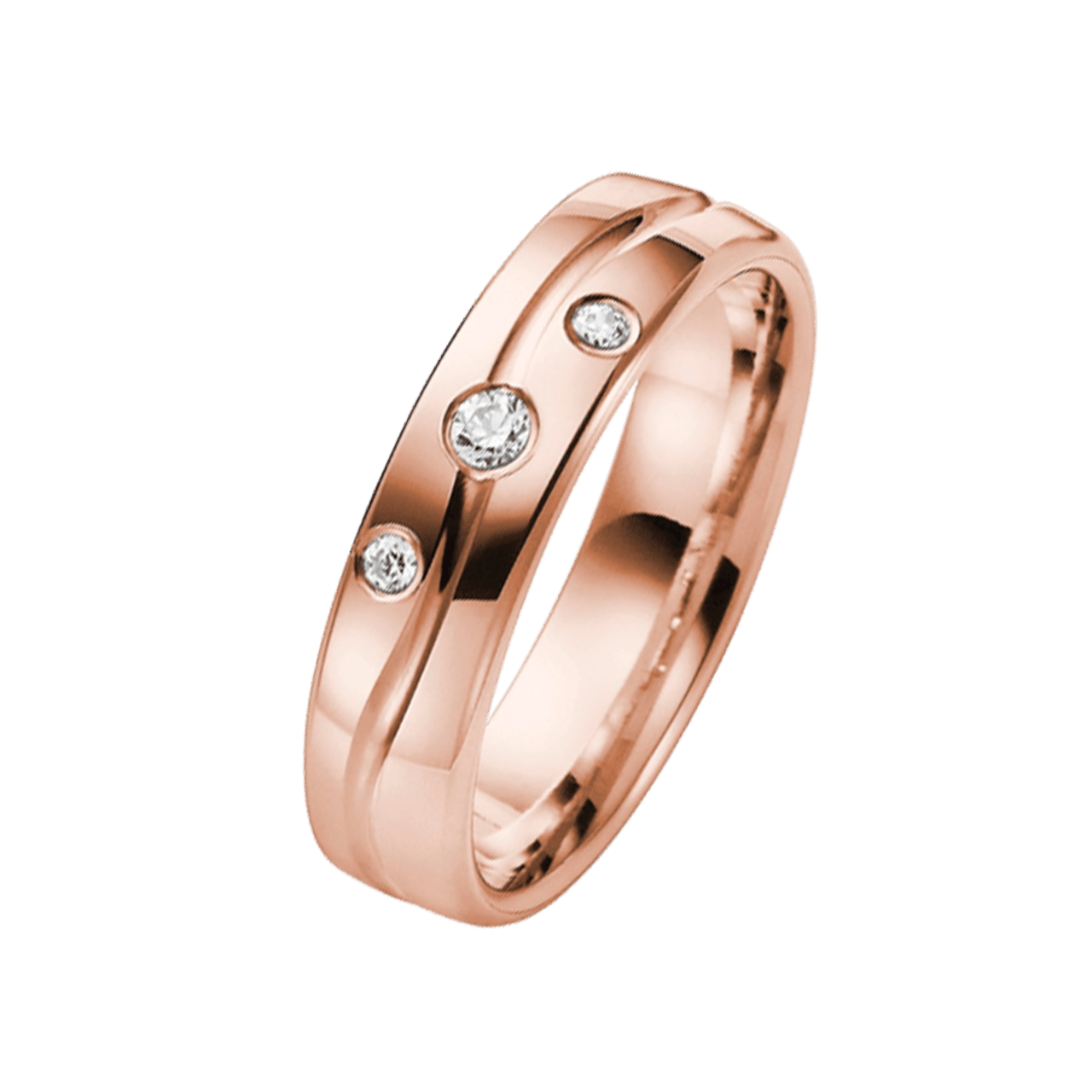 14K trouwring rose gouden diamant Iris Dames H143R | Lucardi-NL