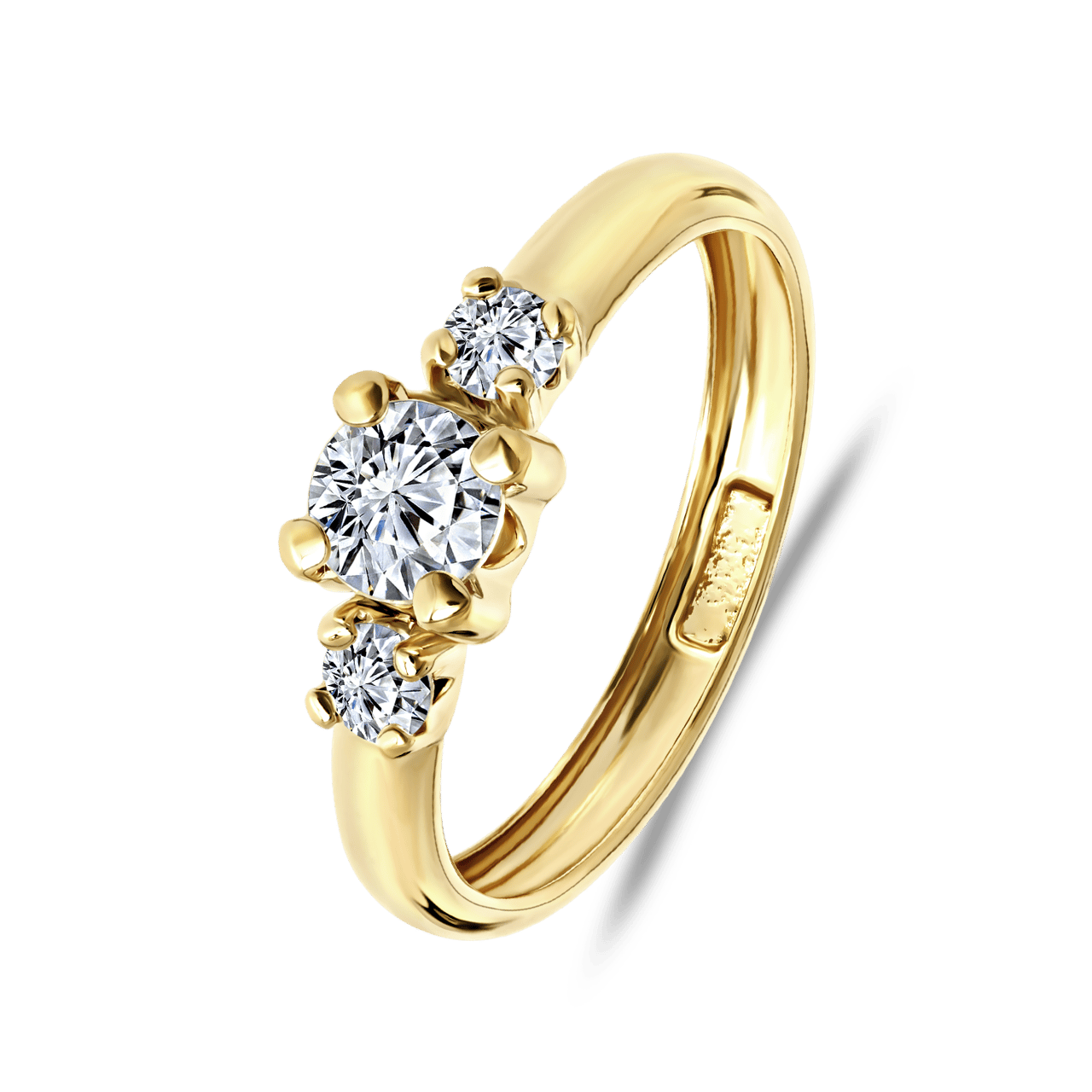 Ring, 585 Gelbgold, mit 3 Zirkoniasteinen | Lucardi-DE