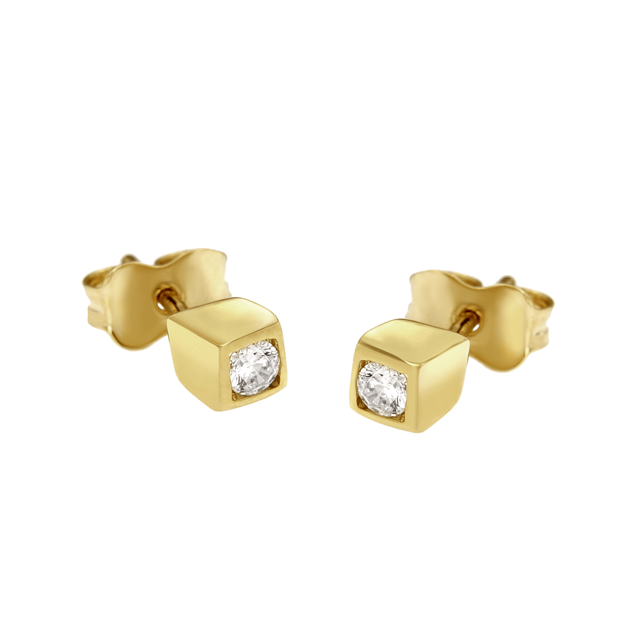 14 karaat geelgouden oorbellen met zirkonia ovaal | Lucardi-BE