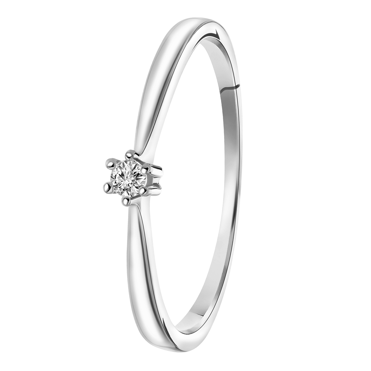 Solitärring, Weißgold, mit Diamant (0,04 kt) | Lucardi-DE