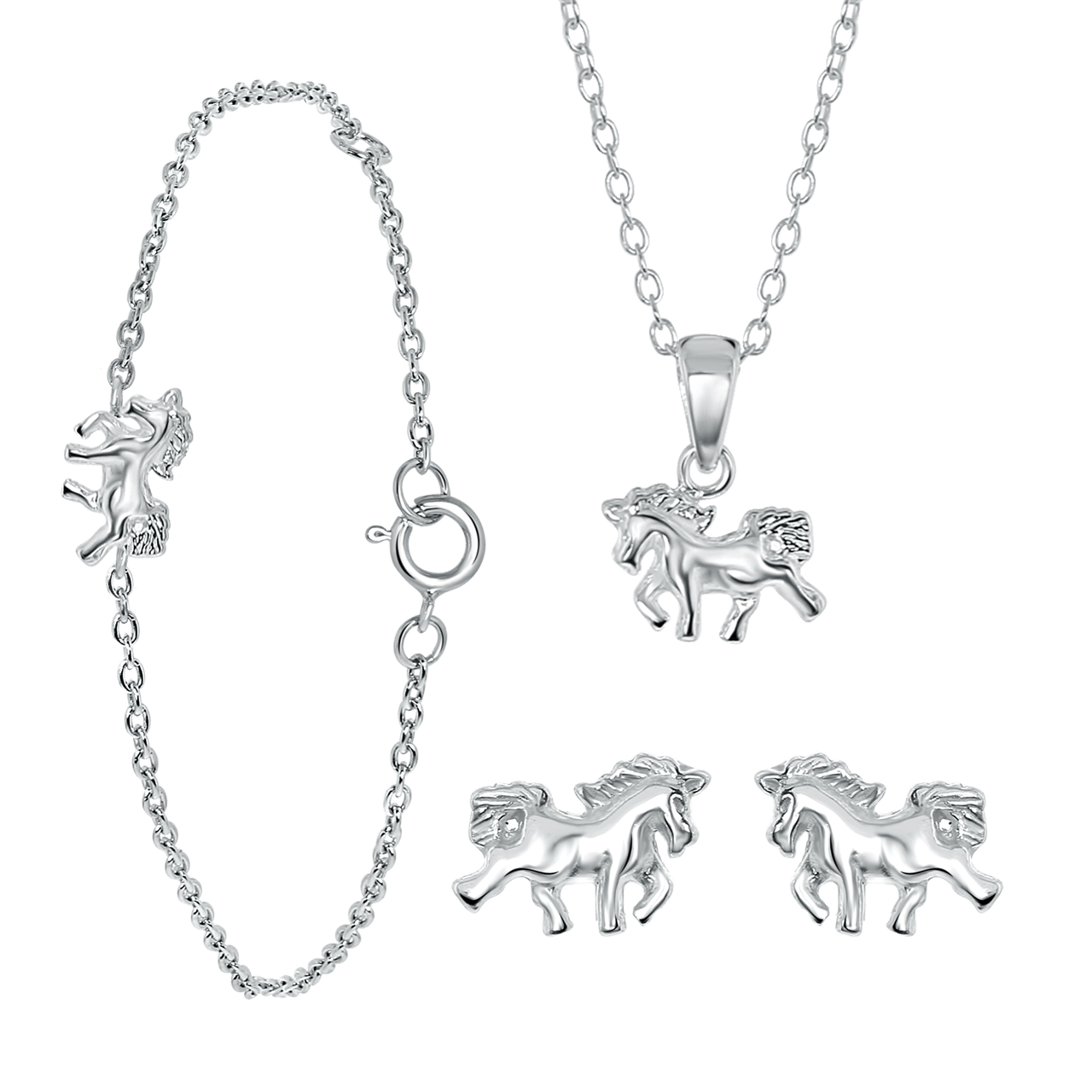 Silbernes Kinderset Pferd | Lucardi-DE