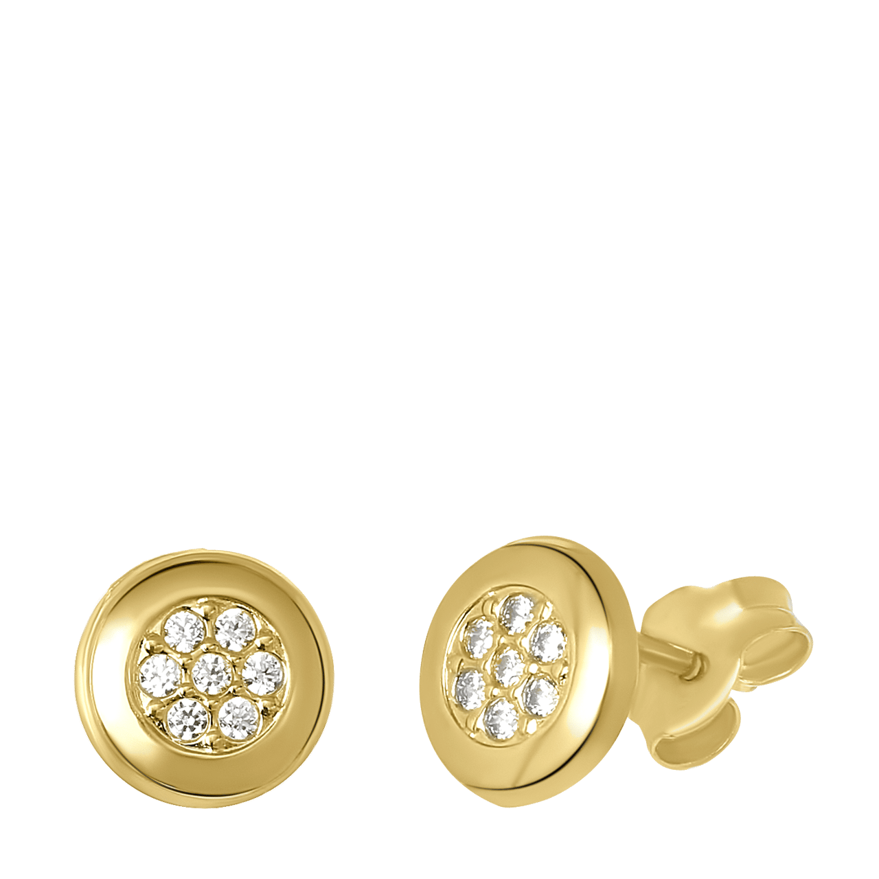 14 Karaat geelgouden oorbellen rond 6mm zirkonia | Lucardi-BE
