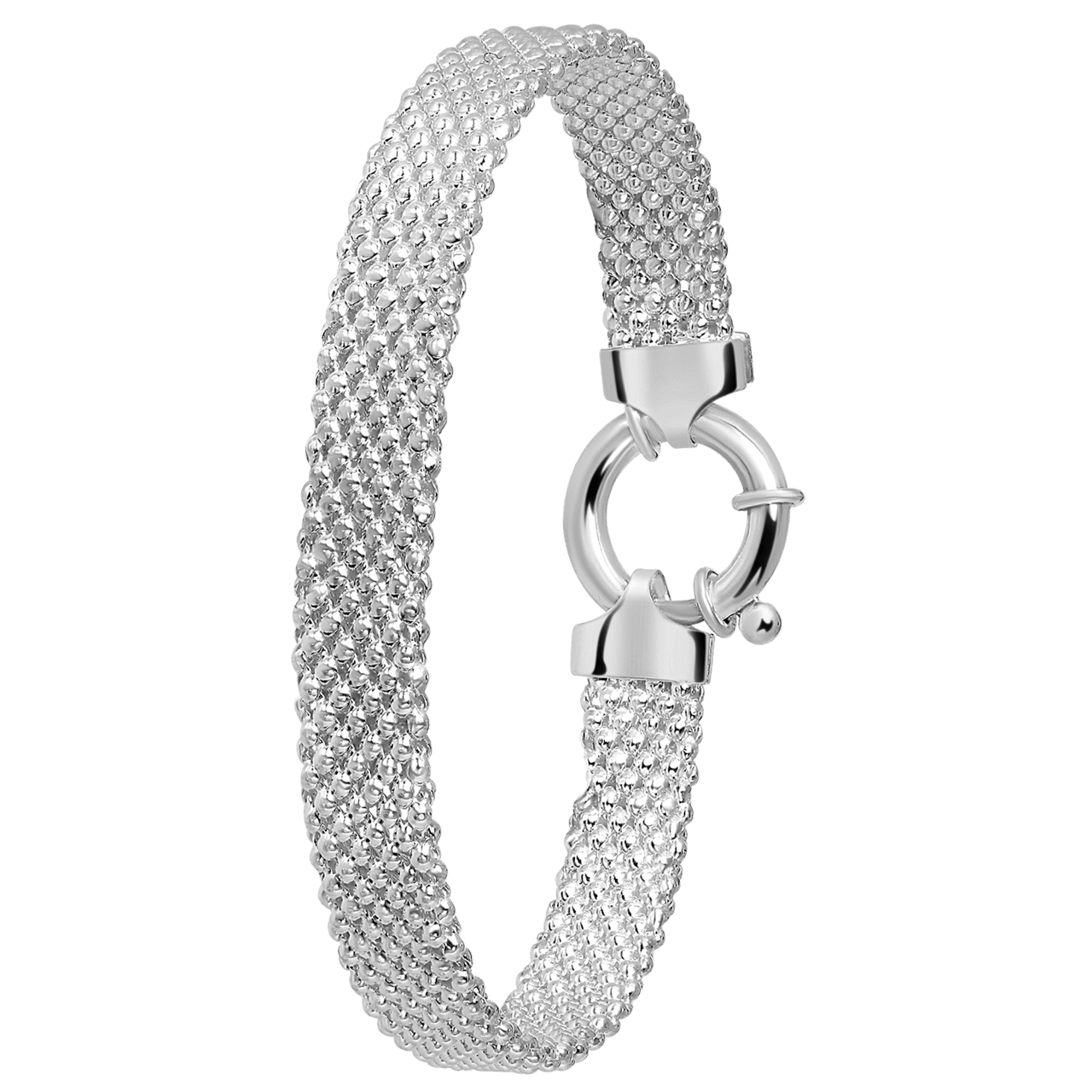 Gerecycled zilveren armband popcorn breed 8mm | Lucardi-NL