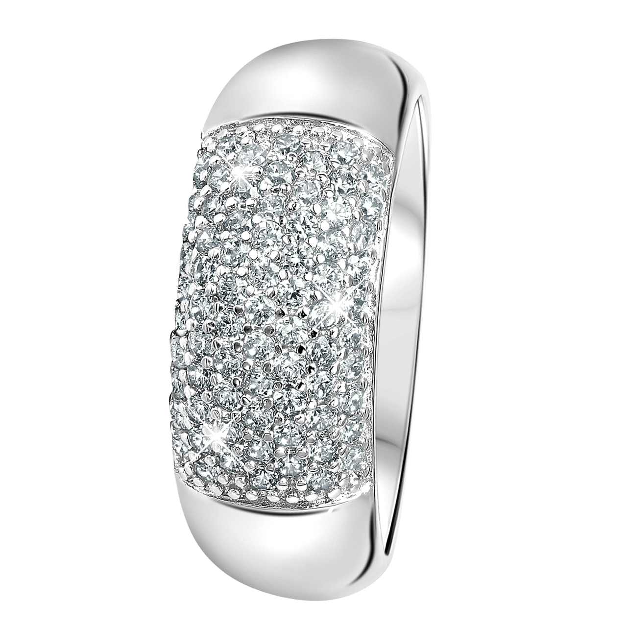Silberner Pavé-Ring mit Zirkonia | Lucardi-DE