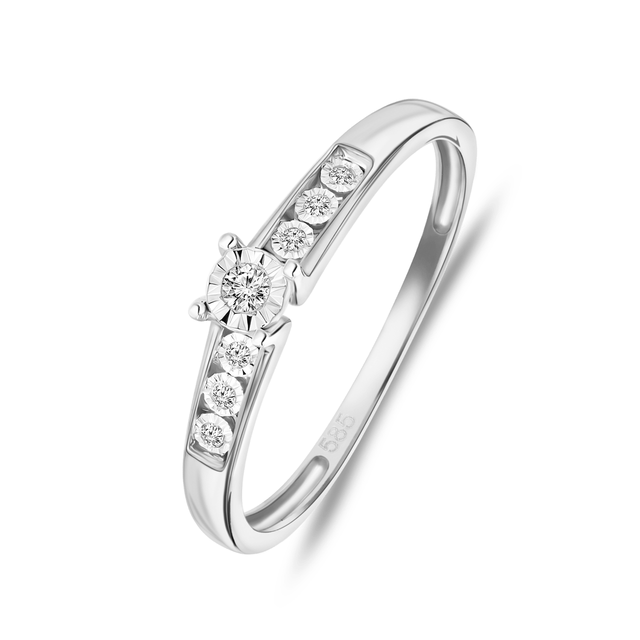 14 Karaat witgouden ring met 7 diamanten 0,05ct | Lucardi-NL