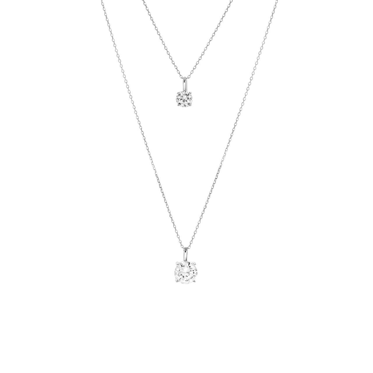 Halskette aus 925er Silber, mehrreihig, mit Zirkonia | Lucardi-DE