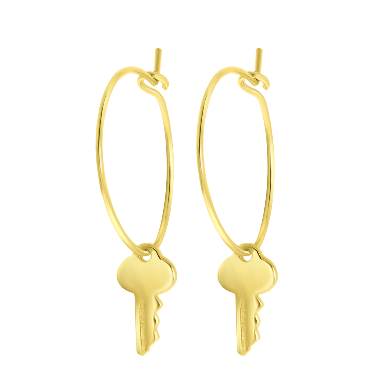 Ohrringe, 925 Silber, vergoldet, mit Schlüssel-Anhänger | Lucardi-DE