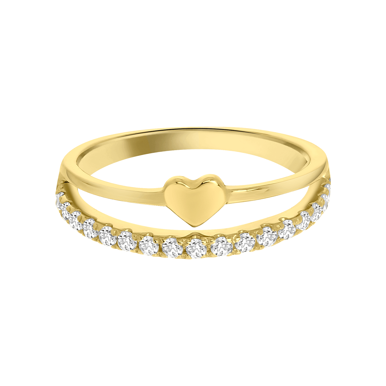 Zilveren kinderring gold met hart en zirkonia | Lucardi-BE