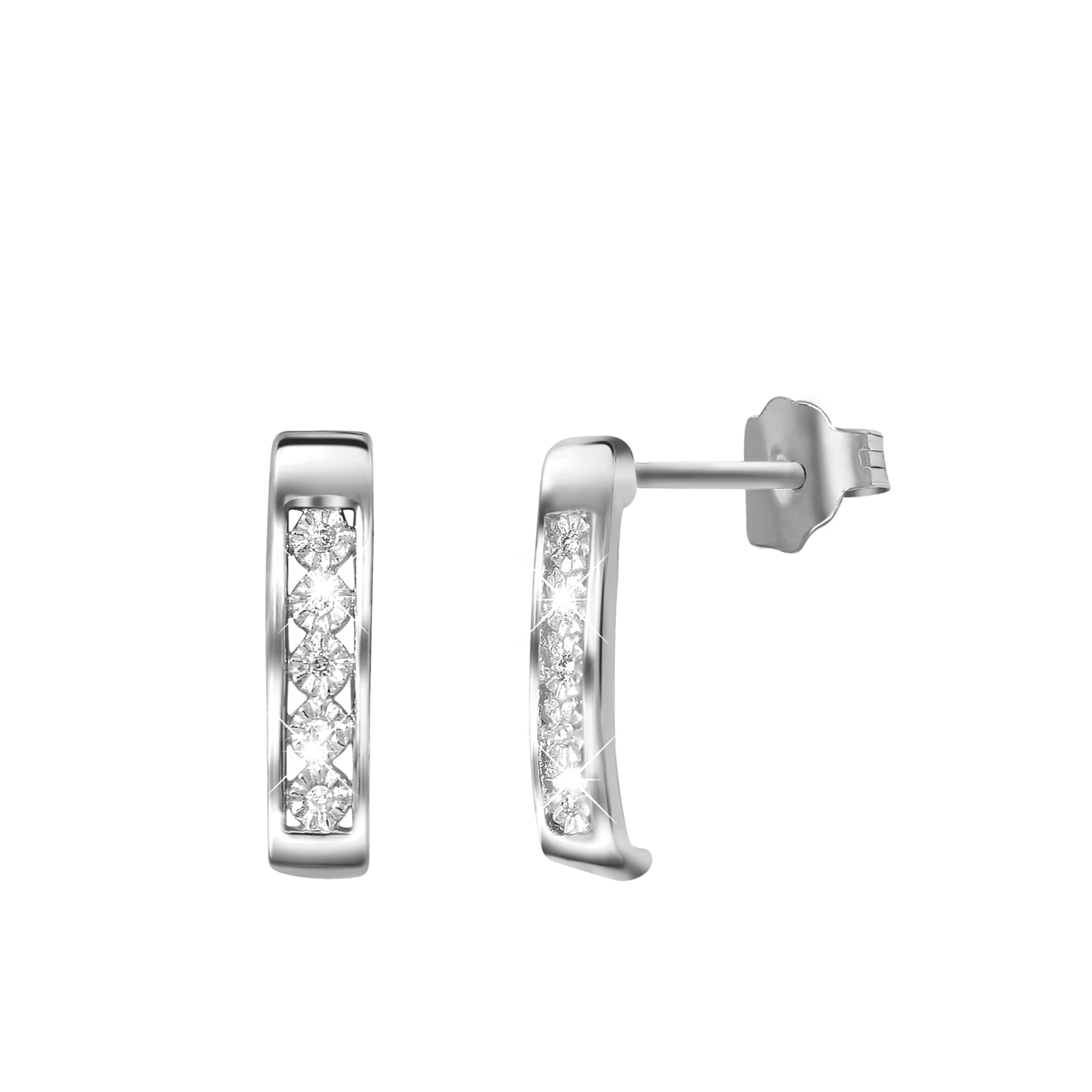 Ohrringe, 750 Weißgold, mit Diamant 0,02 kt | Lucardi-DE
