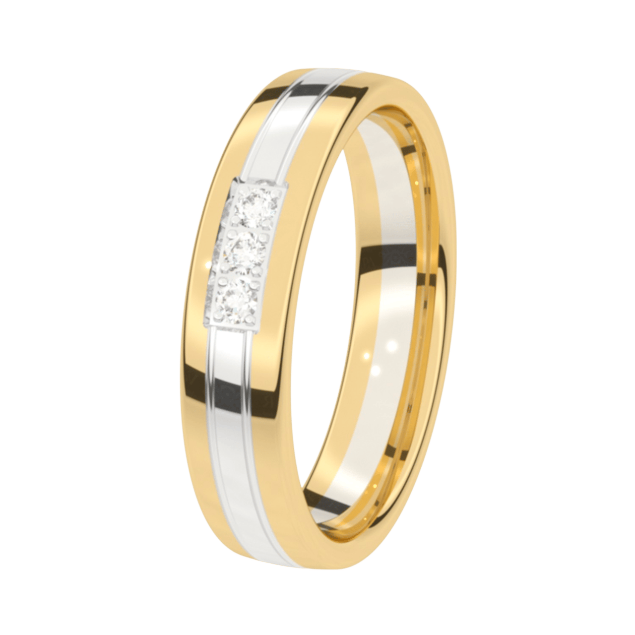 14K bicolor gouden trouwring diamant Ijsbloem | Lucardi-BE