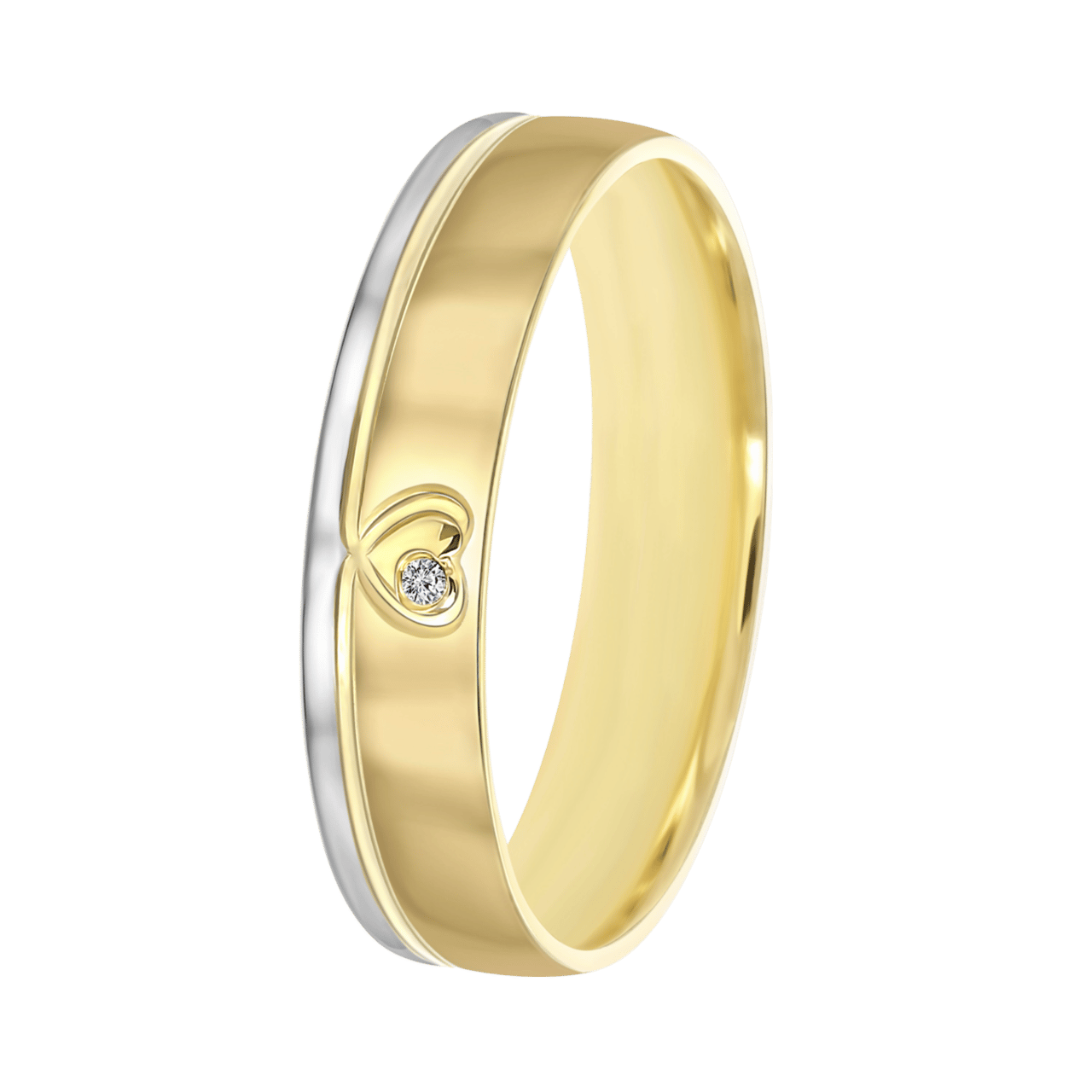 14K bicolor gouden dames trouwring 4mm Rosa TW 455 | Lucardi-NL