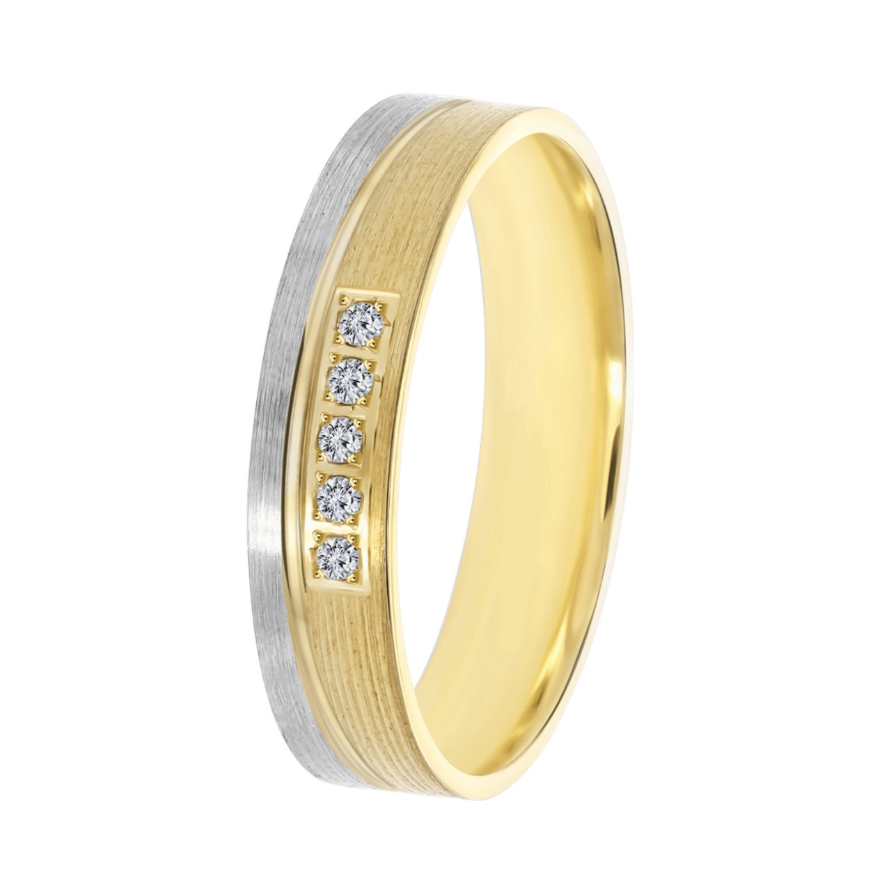 14K bicolor gouden dames trouwring 4mm Tess TW 458 | Lucardi-NL